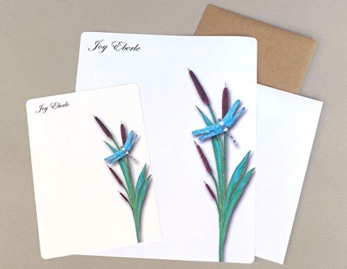 Amazon.com: Girls Personalized Stationary Set, Dragonfly And Cattail ...