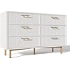 BTM Sideboard Cabinet for Living Room, White Chest of Drawers with 6 ...