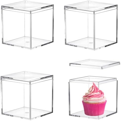 Amazon.com: KissYou Acrylic Box With Lid Clear Display Box 4 Pieces ...
