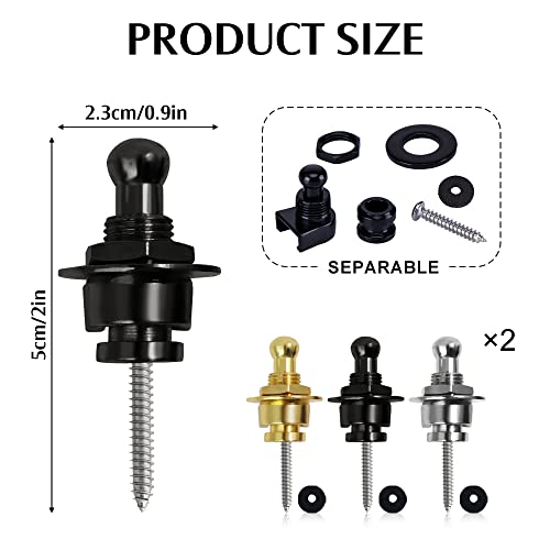 Snapklik.com : 3 Pairs Guitar Strap Lock Buttons, Metal Buttons Quick ...