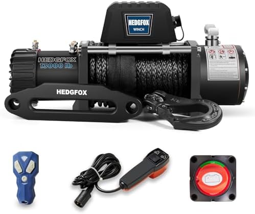 Amazon.com: HEDGFOX 12V 13000lb Winch Synthetic Rope Electric Power ...