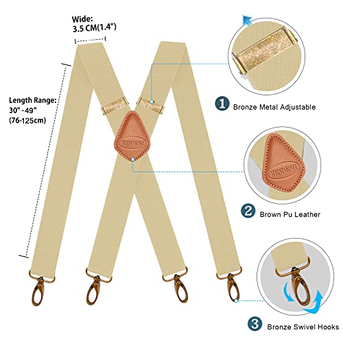 Buy MENDENG Men's Suspenders Vintage 4 Swivel Hook Adjustable Braces ...