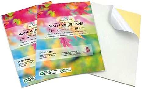 Evergreen Goods 100 Sheets A4 White Glossy Self Adhesive Sticky Back ...