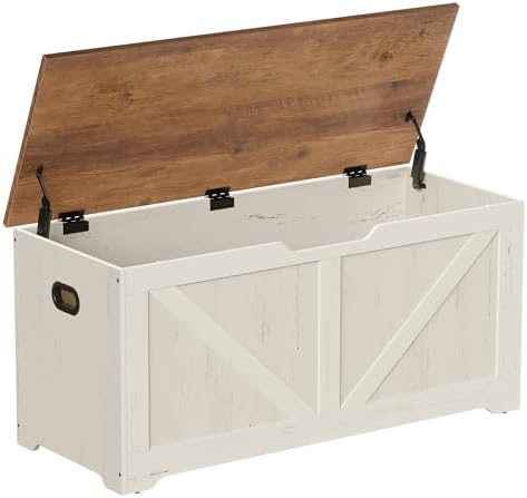 Amazon.com: VASAGLE Storage Chest, Storage Bench with 2 Safety Hinges ...