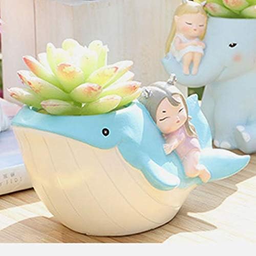 Home Lane Cute Little Baby Sitting on Shark Resin Flower Pot Small Cute ...