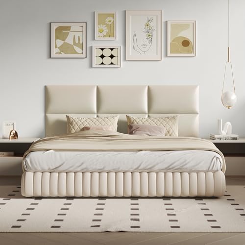 Amazon.com - MAQQL Beige Stick Headboard - 12-Piece Wall-Mounted Bed ...