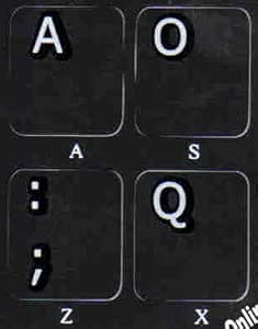 Dvorak Non Transparent Black Background Keyboard Stickers for Computer ...