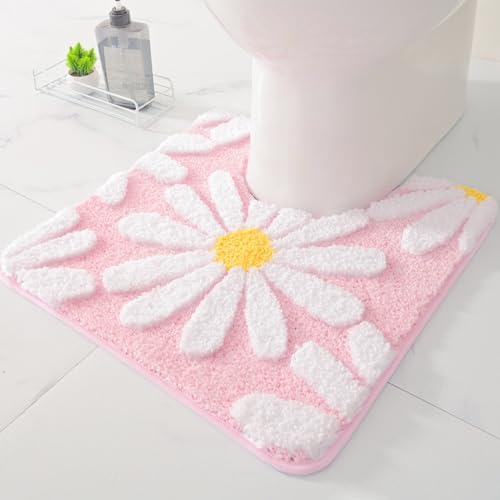 Amazon.com: Frienda 2 Pcs Flower Bath Mat Pink Floral Bathroom Rug 2 ...