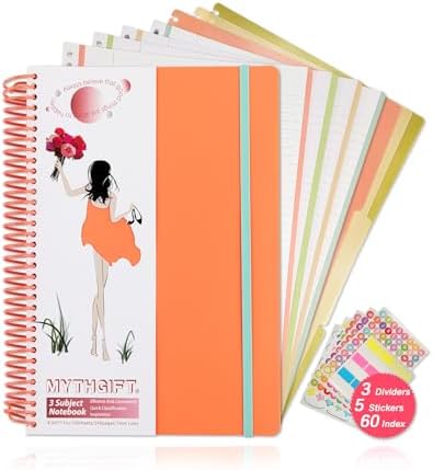 Amazon.com : 3 Subject Notebook College Ruled, Spiral Notebook 8.5x11 ...