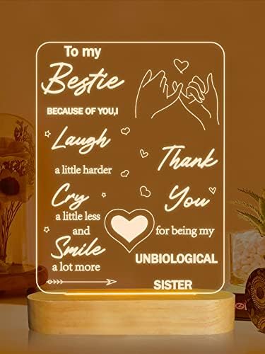 to My Bestie Gifts,3D Illusion Lamp I Love You Friends Night Light for ...