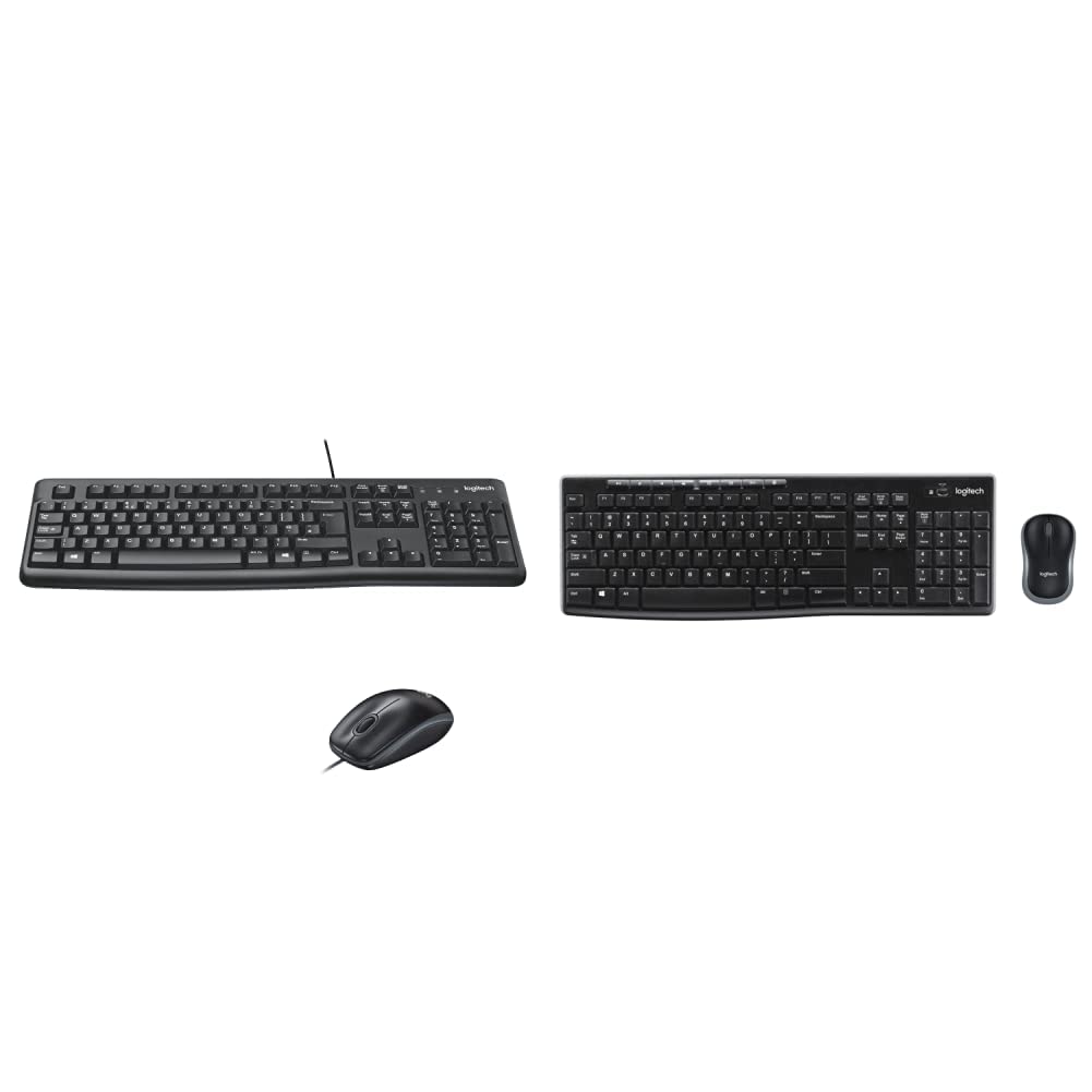 Logitech MK120 Wired Keyboard and Mouse Combo for Windows, Optical Wired Mouse, Full-Size ...