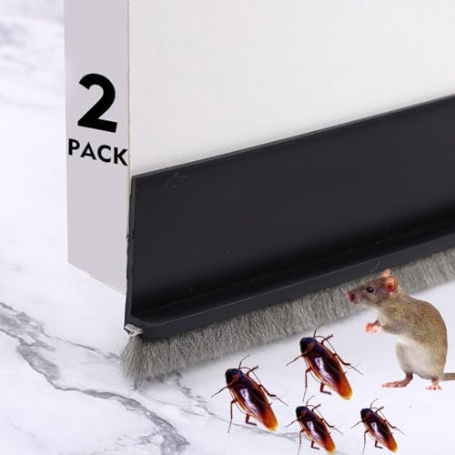 2 Pack Door Draft Stoppers with Brush, Under Door Soundproofing Strip ...