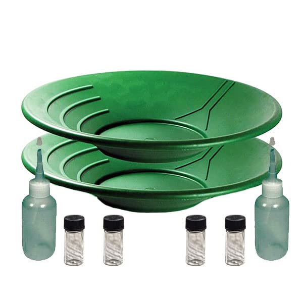 Sluice Monkey 2 Pack of 14 Green Gold Pans, 2 Sniffers, 4 Vials ...