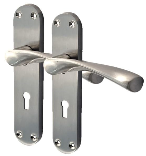 Polished Chrome Twist Door Handle Set,Interior Latch Lever on Long Back ...