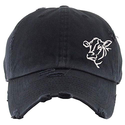 Amazon.com: Cow Hat | Distressed Baseball Cap or Ponytail Hat | Farm ...