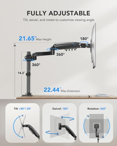 Snapklik.com : HUANUO Single Monitor Mount, Adjustable Monitor Arm Desk ...