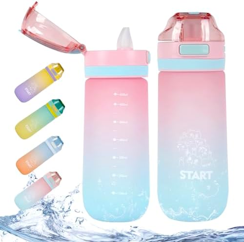 20oz/600ml Daily Water Bottle with Soft Straw,Reusable Plastic BPA Free ...