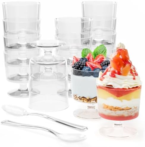 Amazon.com | Tessco 800 Pcs Mini Dessert Cups with Spoons 400 Plastic ...
