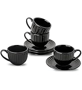 Amazon.com: Hasense Black Coffee Mug Porcelain Set of 4 with Rack - 12 ...