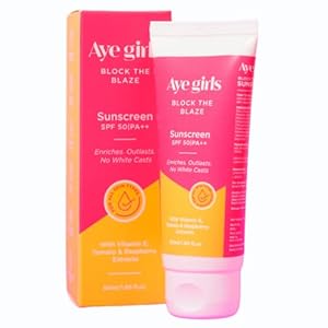 Aye Girls Sunscreen SPF 50 Cream with Vitamin E, Tomato & Raspberry ...