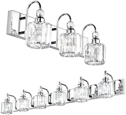 Ralbay Modern Crystal Vanity Light for Bathroom Crystal Chrome Bathroom ...