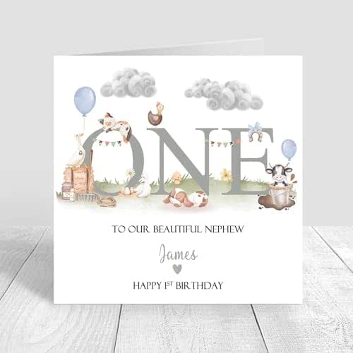 Boys 1st Birthday Card, Personalised Farm First Birthday Card For Son ...