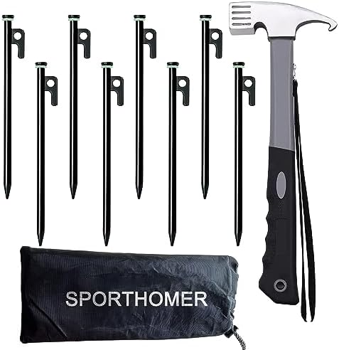 Amazon.com : Tent Stake and Hammer Set, 8pcs 10in Heavy Duty Tent ...