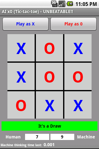 Aplicación AI x0 (Tic-tac-toe) - UNBEATABLE!! en Amazon Appstore