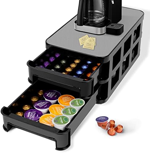 Masthome Coffee Pod Holder, 2 Tier Adjustable Coffee Pod Storage ...