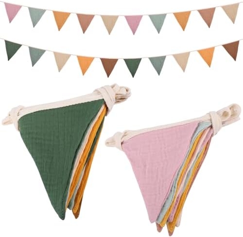 Fabric Bunting Banner,Triangle Baby Bunting for Nursery,Double Sided ...