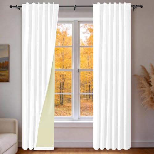 Amazon.com: Etherealveil 100% Blackout Linen Blend Curtains 96" Length ...