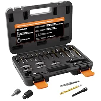 YEKEPRO 22-Piece Screw Extractor & Left Hand Drill Bit Set, Easy Out ...
