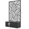 Amazon.com: Outsunny Outdoor Privacy Screen with Planter Box, Metal Privacy Panel, and Raised ...