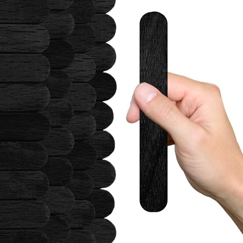 Amazon.com: 200PCS Black Wood Craft Sticks 6 Inch – 0.66" Width x 6 ...