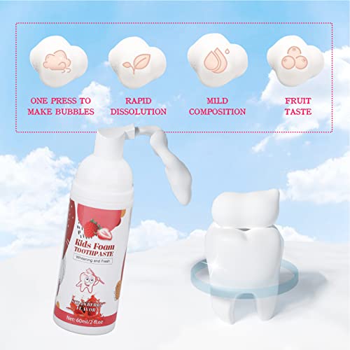 Kids Foam Toothpaste, 60ml Strawberry Flavor Rich Calcium Teeth ...