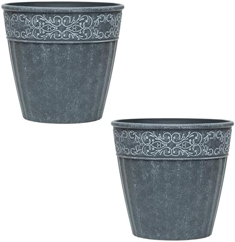 Stewart 5107031 32 cm Round Lead Effect Planter - Pewter : Amazon.co.uk ...