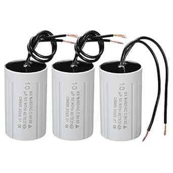 Amazon.co.jp: PATIKIL 3pcs CBB60 10uF Running Capacitors AC 450V 2-Wire 50/60Hz Cylinder 60x35mm ...