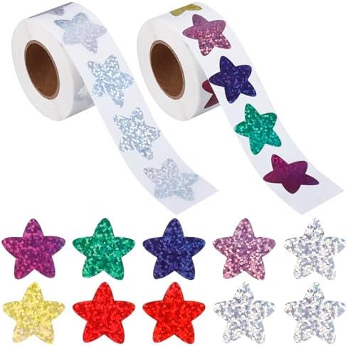 1200PCS Holographic Star Stickers, Rainbow Stickers Teacher Stickers ...