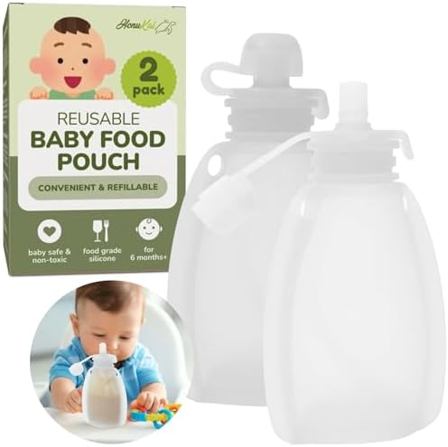 Amazon.com : Honukai Reusable Baby Food Pouches - 4.4 oz Silicone Food ...