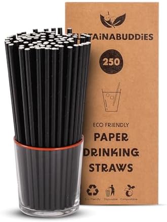 SustainaBuddies 250 x 20cm Medium Paper Drinking Straws | 6mm Diameter ...