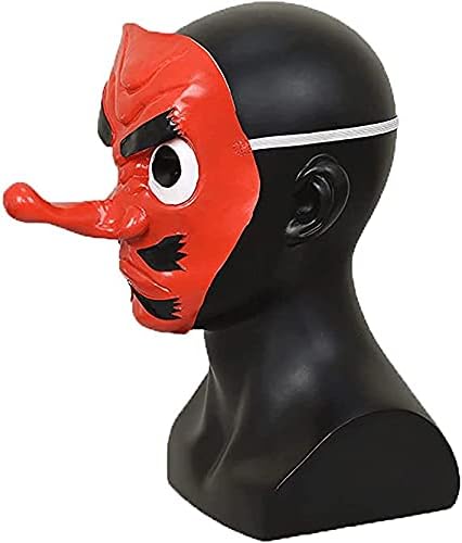 NUWIND Anime Demon Slayer Urokodaki Sakonji Red Latex Mask with Long ...