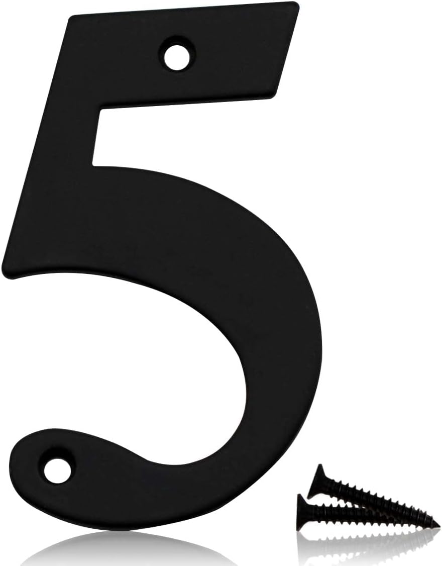 Bwintech 1 Pcs 75mm Matt Black SS304 House Numbers Door number 5, House ...
