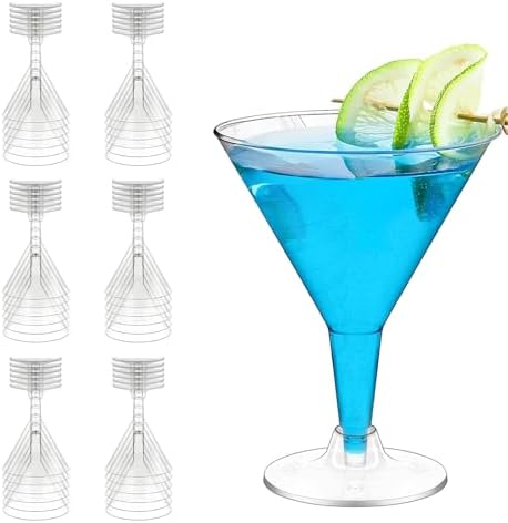36 Pack Plastic Martini Glasses, 210ml Clear Party Cocktail Glasses ...
