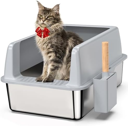 Amazon.com: Stainless Steel Litter Box with Lid, Cat Litter Box ...