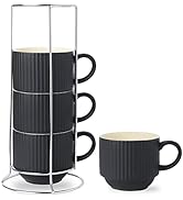 Amazon.com: Hasense Black Coffee Mug Porcelain Set of 4 with Rack - 12 ...