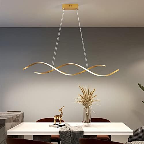 Lustre moderno, luz pendente linear LED Dimmable Hanging Light Fixture ...