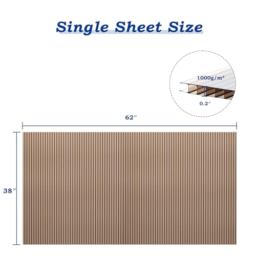 BPS 6Pcs 62'' (W) x 38'' (L) x 0.2'' Polycarbonate Panels, Waterproof ...