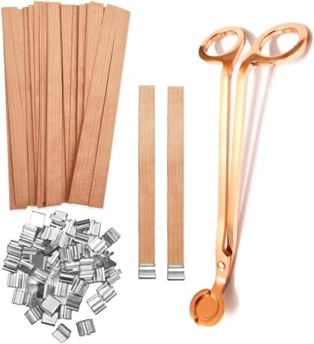 100pcs Wood Wicks for Candles, Wooden Candle Making Wicks with Stand, A ...