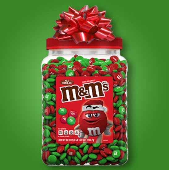 Amazon.com : M&M S Bulk Holiday Milk Chocolate Christmas Candy, 62 oz ...