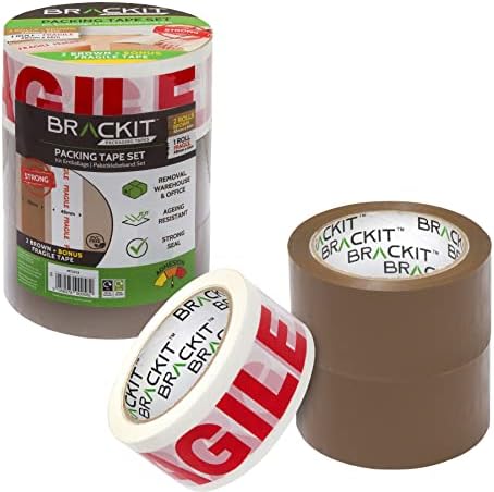 6 Huge Rolls Extra Wide Heavy Duty Brown Packing Tape 75MM x 66M 3 ...